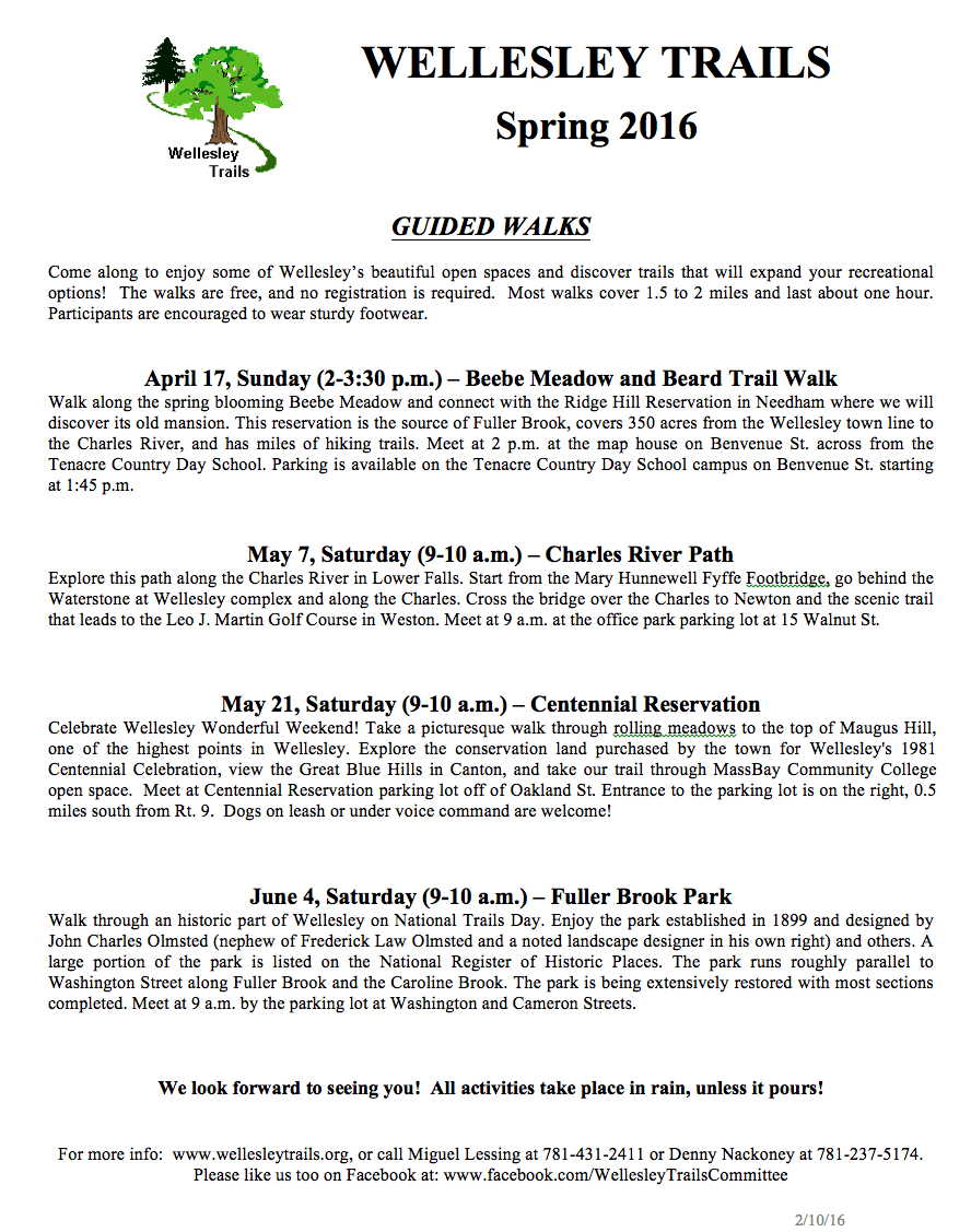 Something to look forward to this Spring: Guided Wellesley trail walks ...
