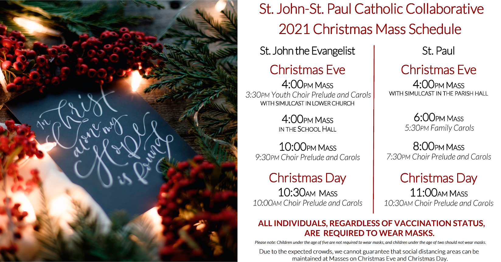 Christmas worship services 2021, Wellesley churches - The Swellesley Report